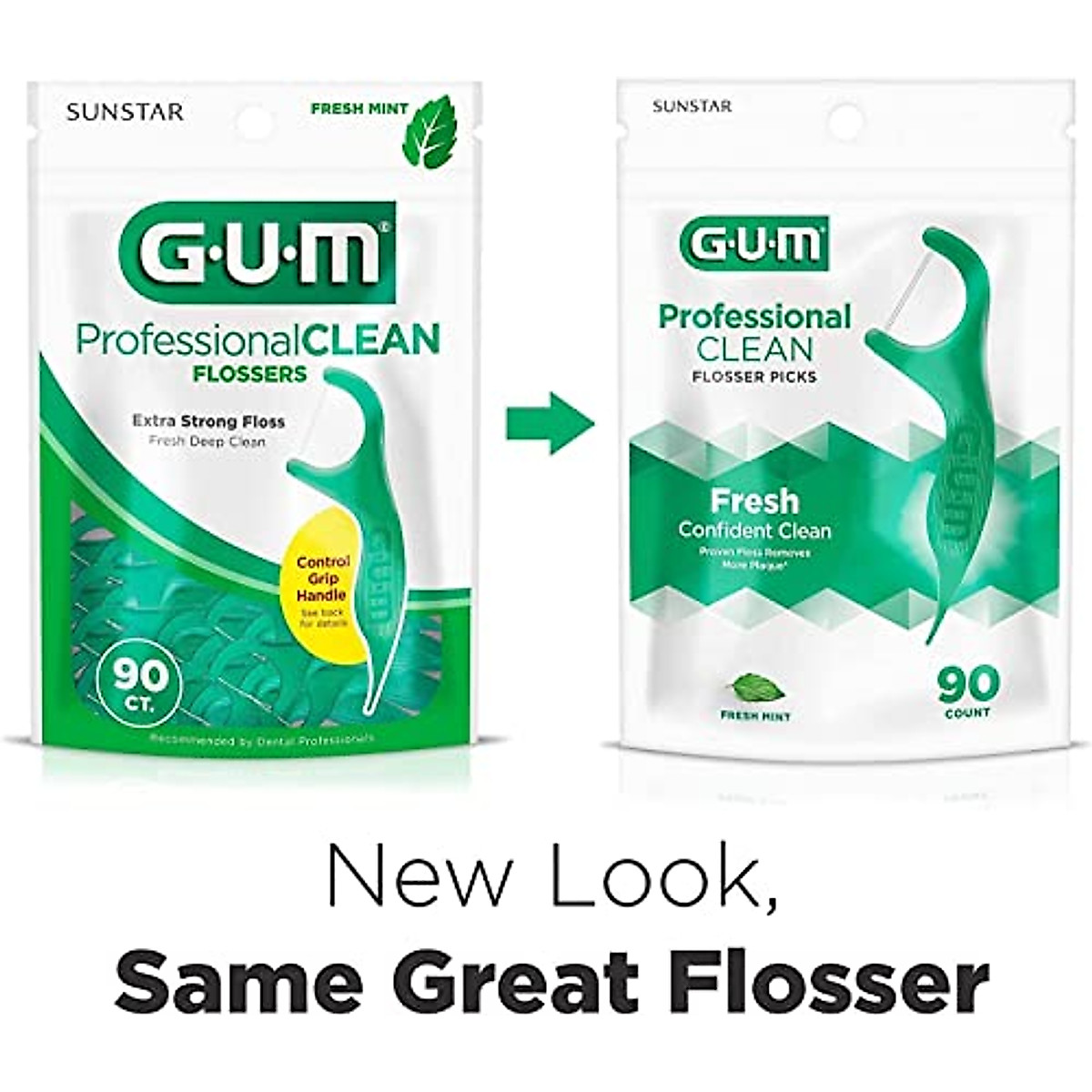 GUM Professional Clean Flossers Fresh Mint - 90 ct, Pack of 5