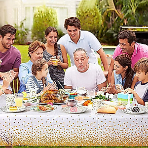 White and Gold Party Supplies Disposable Set 226 Pieces Serves 25 Guests Golden Dots Party Dinnerware, Paper Plates Napkins Cups, Gold Plastic Forks Knives Spoons Balloons for Wedding Birthday Party