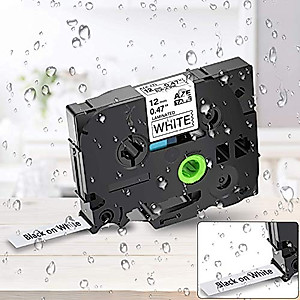 GREENCYCLE 8 Pack Compatible for Brother TZe-231 TZ231 AZe 231 Label Tapes 12mm 0.47 Inch 1/2" Black on White Laminated for PTD210 D600 PT-D600VP PTD400AD PTH110 PT-D200 PT-E550W Label Maker