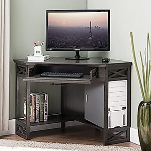 Leick Home Riley Holliday Computer Desk with Dropfront Keyboard Drawer, FURNITURE, Smoke Gray