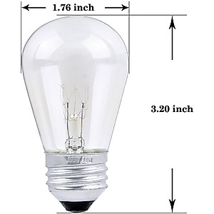 String Light Company S1411WA Amber S14 Light Bulb with E26 Base, 11-Watt (Pack of 12)
