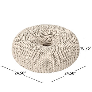 Christopher Knight Home Truda Knitted Cotton Donut Pouf, Dark Grey