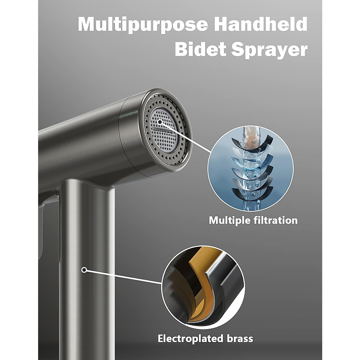 Brass Handheld Bidet Sprayer Head for Toilet and Bath, Durable Brass Handheld Bidet Sprayer for Adjustable Jet Spray in Toilet Bathroom