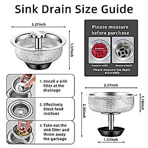Oecoel Kitchen Sink Strainer Drain for Stopper Combo Basket Replacement Stainless Steel Sink Drain with Handle 3-1/2 Inch Sink Stopper Suitable for Bathroom Kitchen Drain Strainer(2 pcs)