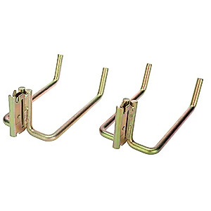 NovelBee 2pcs E-Track J Hook Tie Down Anchors with X-Track J Hook Hanger,E-Track Heavy Duty Shovel Tool Hook Hanger for Tools,Spades,Rakes in Trucks,Trailers and Warehouses (Gold)