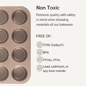 HAPPIELS Passionate Baker Premium Nonstick Bakeware 6-Piece Set, Including Round Cake Pans, 9x13 inch Cake Pan, Square, Loaf, Muffin Pan