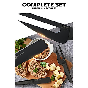 DALSTRONG Cheese Knife Set - 4-Piece - Shadow Black Series - Black Titanium Nitride Coated - High Carbon - 7CR17MOV-X Vacuum Treated Steel Cheese Knives Set - Sheath - Soft Hard Cheese - NSF Certified