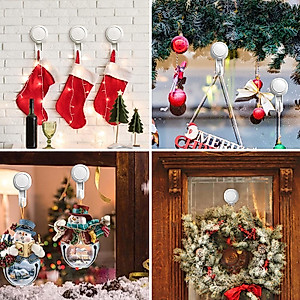 Marchpower Shower Suction Cup Hooks- 4 Pack Reusable Heavy Duty Vacuum Suction Hooks, Waterproof Bathroom Wall Bathtub Loofah Hooks, Strong Window Glass Wreath Hanger, Removable Kitchen Towel Holder