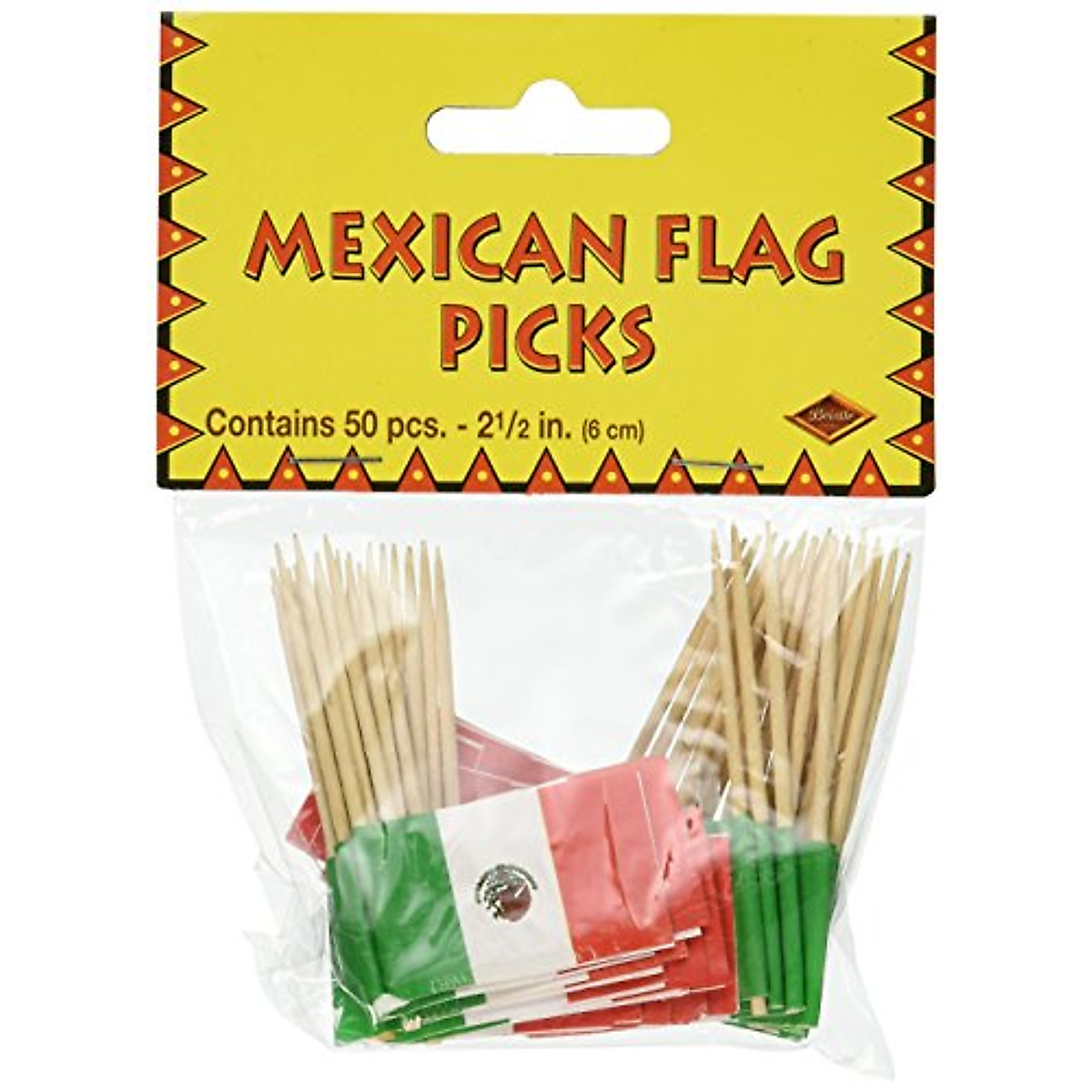 Beistle Mexican Flag Picks 2.5-Inch (50-Count), Green/Red/White, Pkg of 1