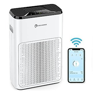 Smart WiFi Air Purifier for Home, Alexa and Google Control, Elechomes A3B True HEPA Filter Air Purifier for Large Room, Bedroom, Office Up to 320ft², Ultra Quiet Sleep Mode
