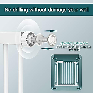 COSEND Extra Wide Baby Gate Tension Indoor Safety Gates White Metal Large Pressure Mounted Pet Gate Walk Through Long Safety Dog Gate for The House Doorways Stairs (33.86"-38.58"/86-98CM, White)