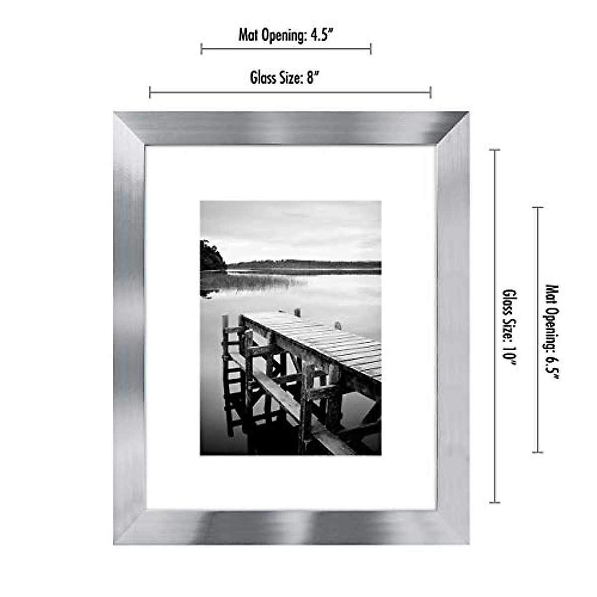 Americanflat 8x10 Picture Frame in Silver - Displays 5x7 with Mat and 8x10 Frame Without Mat - Composite Wood with Polished Glass - Horizontal and Vertical Formats for Wall and Tabletop