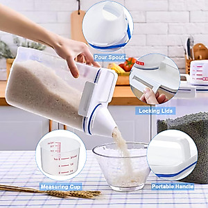 LEWIJO 7509 Rice Container Bin with Pour Spout - Airtight Storage for 4.4lbs of Rice, white