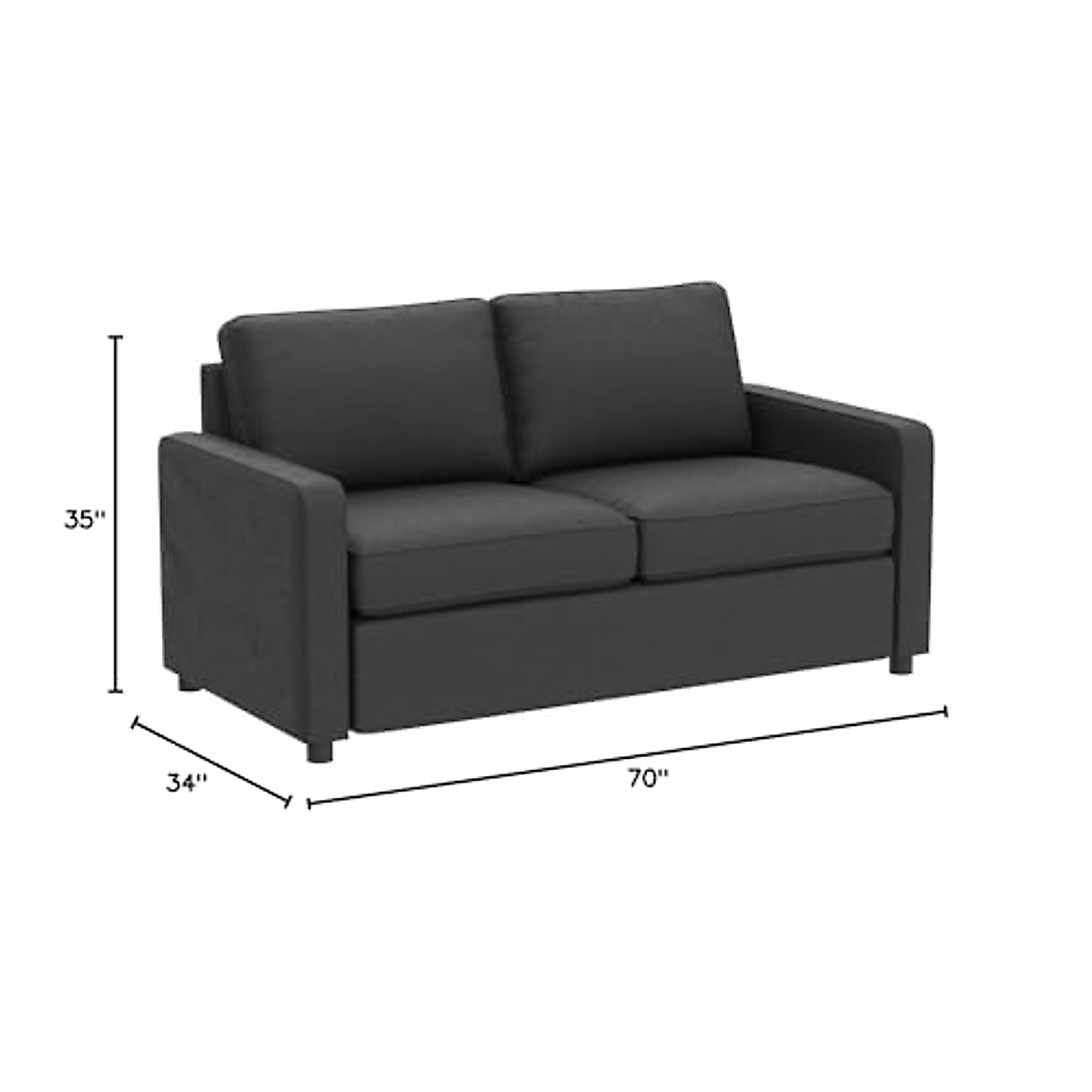 Container Furniture Direct Rosina Convertible Sleeper Sofa with Innerspring Mattress and Durable Metal Frame, 500 lb Capacity, Mid-Century Velvet Pull Out Couch Bed, 70" Wide, Full Size, Midnight