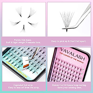 Eyelash Extensions 3D 4D 5D 6D 8D 9D 10D Thickness 0.07/0.1 C/D Curl Eyelashes Middle Stem & Long Stem Heat Bonded Premade Fans Russian Volume Lash Extensions Supplies (Middle Stem 10D-0.07-D-8-15mm)