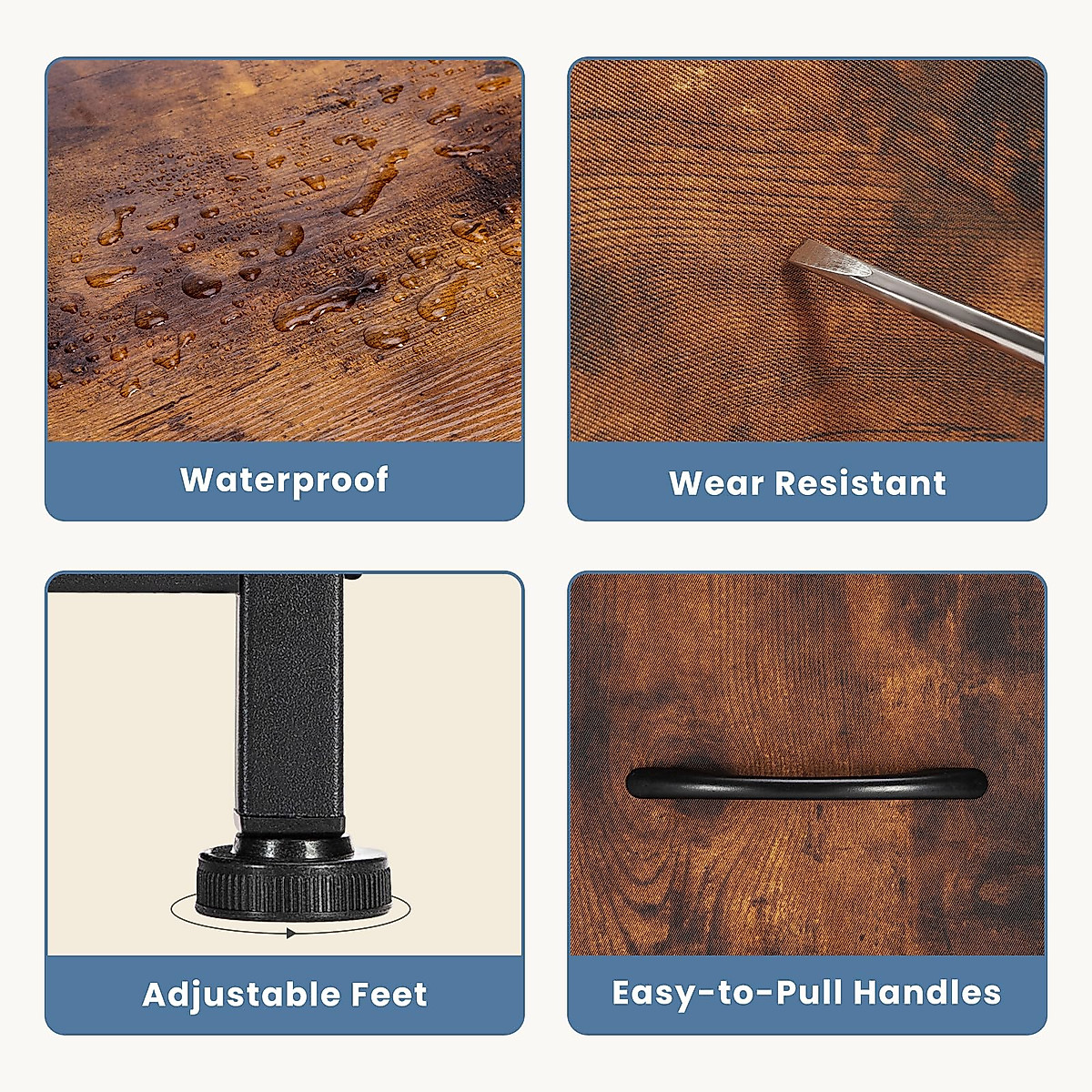 DUMOS Nightstand Small Dresser with 2 Fabric Drawers Side Bedroom End Table Kids Bedside Storage Furniture for 20 inch Tall Night Stand for Closet, Entryway, College Dorm, Rustic Brown, Medium