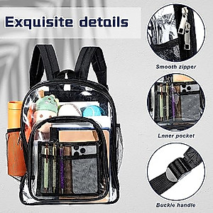 Paterr 2 Pcs Clear Backpack Set Clear Lunch Bag Plastic PVC See Through Heavy Duty Clear Tote Bag Stadium Approved with Zippers Adjustable Shoulder Straps for Work Travel Women Men Officers Festival