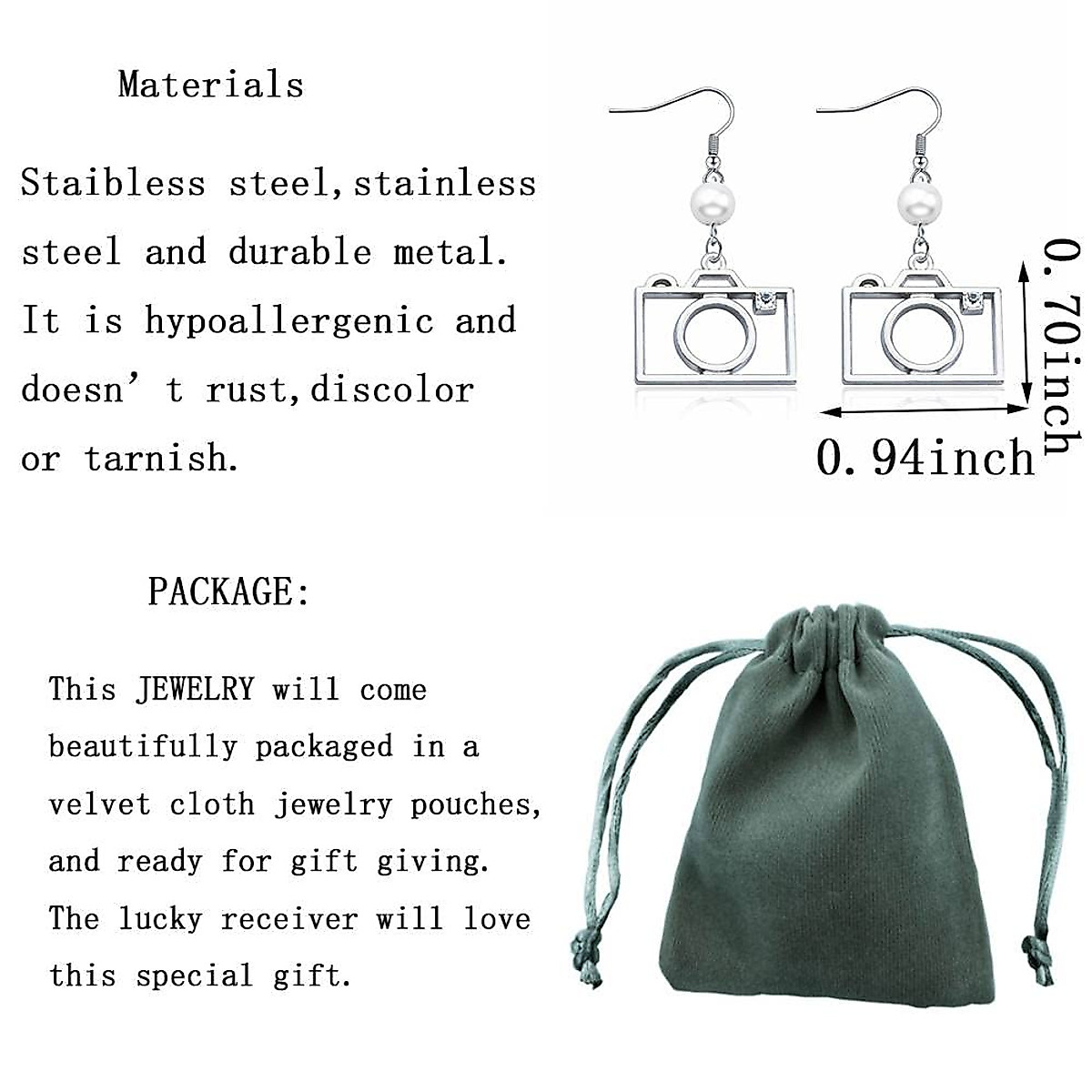 Retro Camera Earrings: Gift for Photography Lovers - Camera Charm Jewelry