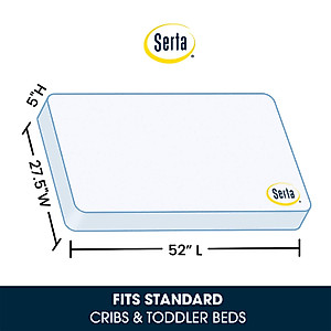 Delta Children Westminster 6-in-1 Convertible Baby Crib, Grey + Serta Perfect Slumber Dual Sided Recycled Fiber Core Crib and Toddler Mattress (Bundle)