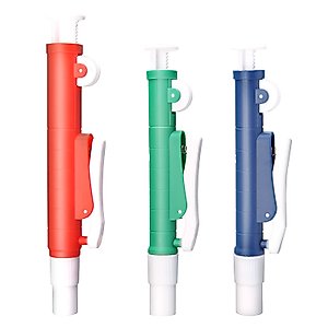 ONiLAB Pipette Pump，Set of 3 Lab Pipettes, 2ml Blue, 10ml Green, 25ml Red, Fit Plastic or Glass Pipettes…