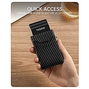 YESIIW Slim Card Holder Wallet - Pop up Wallet for Men with ID Window and RFID Protection Up to 11 Cards Card Case