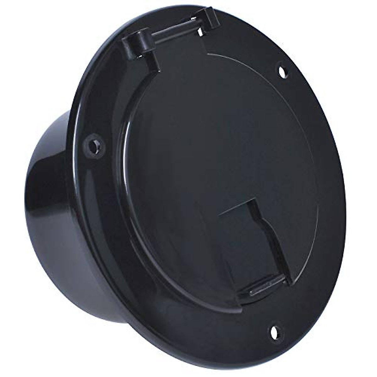 Foifatt RV Electric Cable Hatch for 30 and 50 Amp Cords Replacement 5 Inch Deluxe Round Electrical Cable Hatch Black