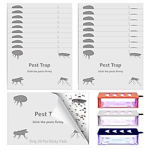 20 Pcs Flea Trap Refill Replacement Glue Boards for Flea Traps for Inside Your Home, Sticky Pads for Fleas, Bugs, Flies, Mosquitos, Safe for Human and Pets