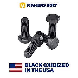 Makers Bolt 3/8"-16 x 1" Hex Bolts (10 pcs) 18-8 Stainless Steel Black Oxidized in USA