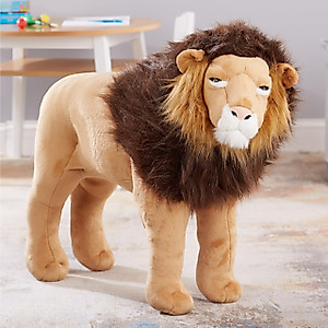 Melissa & Doug Standing Lion Lifelike Stuffed Animal with Full Mane, More Than 2 Feet Tall, Nearly Three Feet Long Brown
