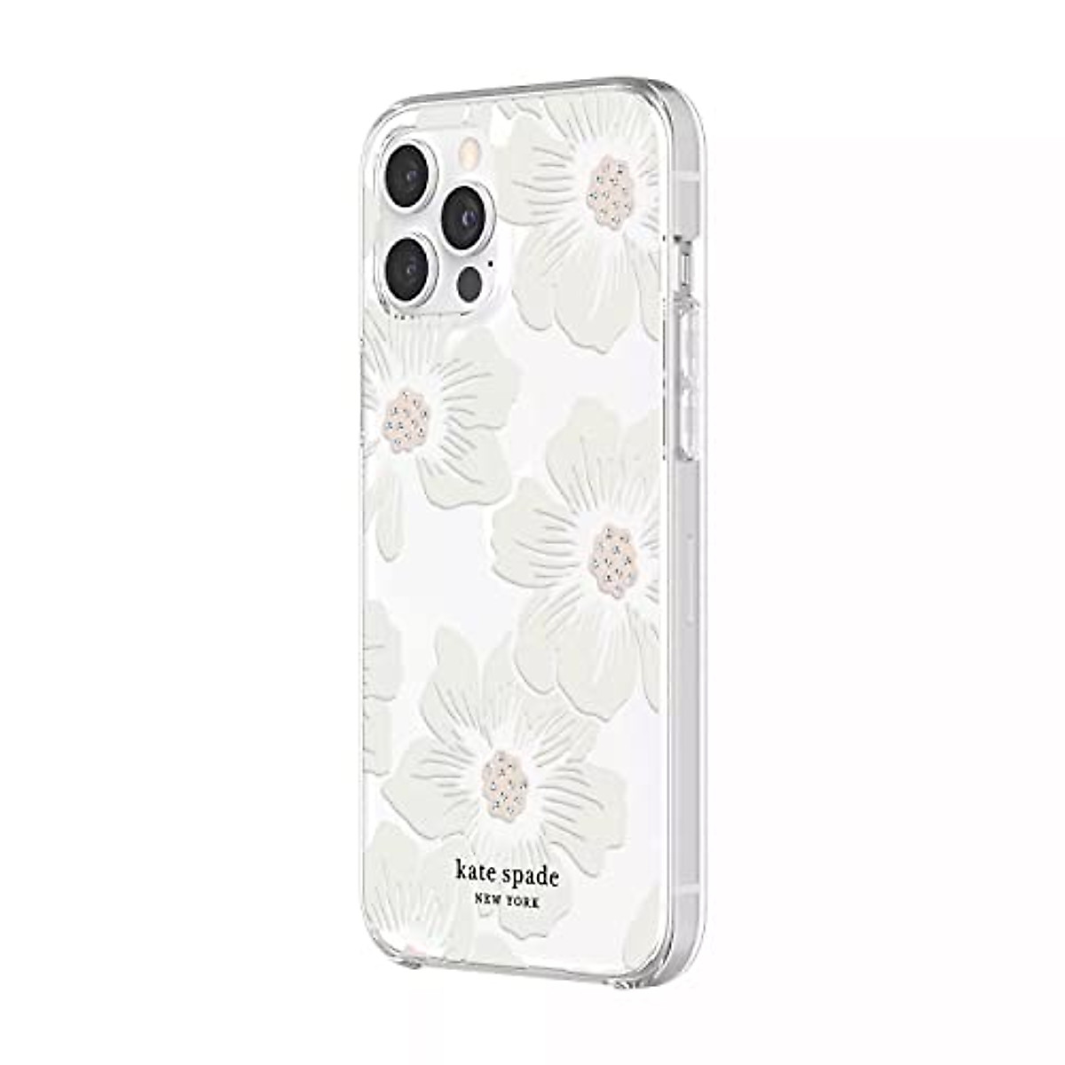 Kate Spade New York Protective Hardshell Case for iPhone 12 & iPhone 12 Pro - Hollyhock Floral Clear/Cream with Stones