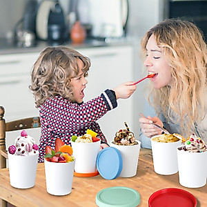 Mini Homemade Ice Cream Containers - 6 Pack Reusable 8Oz Leak-Free Silicone Lid Set