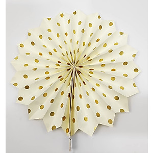 Teal Gold Birthday Party Decorations Women Cream Mint Gold Polka Dot Paper Fans for Teal Bridal Shower Decorations Teal Gold Wedding/Eid Mubarak Party Decorations