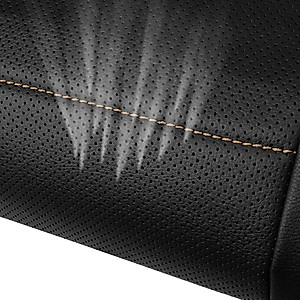 CAR PASS Universal FIT Piping Leather Two Front Seat Covers, Waterproof Faux Leather for SUV Sedan Van Truck, Airbag Compatible,Reserved Opening Holes for Headrest Covers. (Black and Beige)