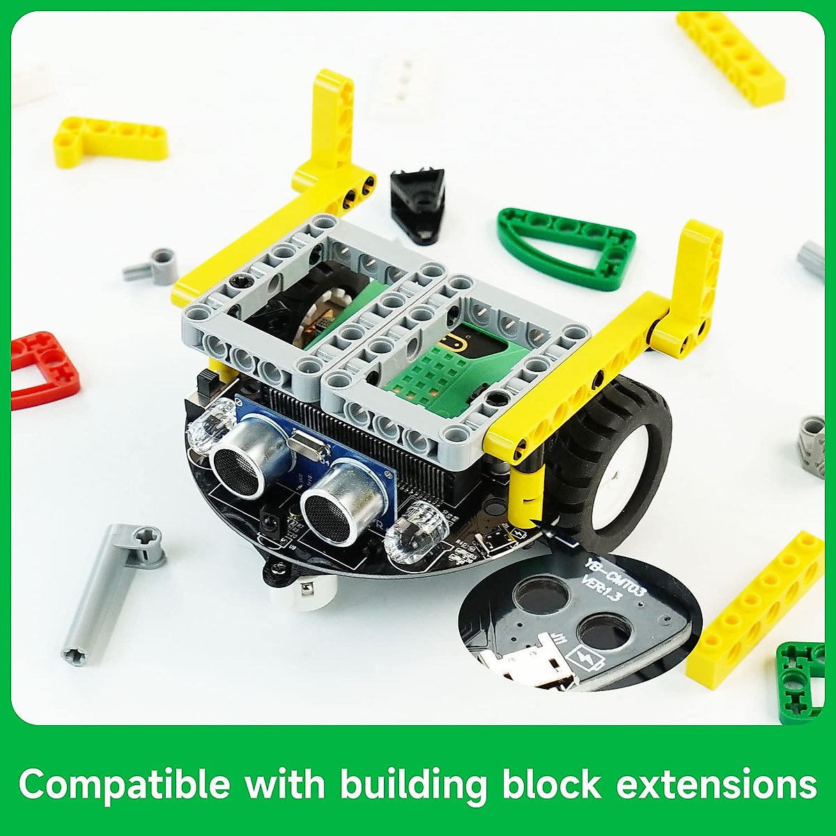 Yahboom Micro:bit DIY Coding Science Building Kit Smart Toys Car Robotic Kit Learning Educational STEM Projects for Kids Ages 8-12（Without Microbit）