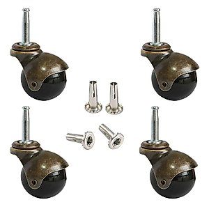 Furniture Ball Caster Wheels, Vintage Furniture Replacement Castors for Chair, Leaf Table, Tea Trolley,Load Capacity 30kg Each for Furniture, Ottomans, Wheelchair, Coffee Table，Swivel Casters（4 Pcs）