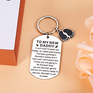 Daddy Dad To Be Gifts New Dad Keychain Gifts for Men First Baby Gift for Dad Daddy Husband Boyfriend from Mom Wife Baby Christmas Pregnancy Announcement Gifts Fathers Day Keepsake from Son Daughter