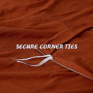 NexHome Burnt Orange Duvet Cover Sets Queen Size 3 Piece Double Brushed Microfiber Queen Duvet Cover with Button Closure & Corner Tie 1 Breathable and Soft Duvet Cover 90x90 inches + 2 Pillow Shams