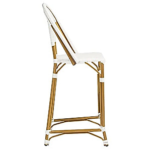 Safavieh PAT4038C Outdoor Collection Zaid White Stackable 30-inch Bar Stool