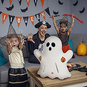 OurHonor 16.5" Ghost Pillow Halloween Throw Pillows Cute Stuffed Animals Plush, Ghosts Shaped Spooky Plushies Doll Toy Decorative for Home Party Decor (Pumpkin)