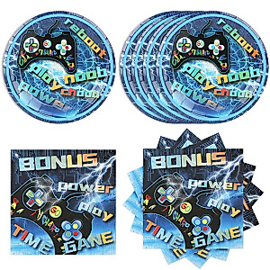 Video Game Party Supplies Pick,20 Game Party Plates and 20 Game Party Napkins ,Gamer Birthday Decorations for Boys(Video Game)