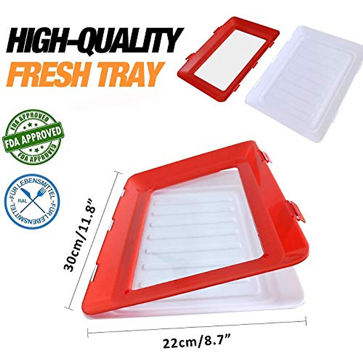 Food Preservation Trays- Stackable, Reusable Food Tray with Plastic Lid, Durable，Superior for Keeping Food Fresh,Dishwasher & Freezer Safe-6 Count