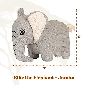 GRRREEN Savanna Collection Dog Toys | Jumbo Sized Ellie The Elephant | Cute, Durable, & Sustainable Plush Chew Toys for Dogs 50 lbs & up | Eco Friendly & 100% Recycled Materials