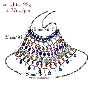 Sexy Rhinestone Bra Body Chain - Sparkly Crystal Body Jewelry - Gold Bikini Chains Top - Women Fashion Chest Accessories - Festival Rave Party Body Necklace (Colour Rhinestone Bra)