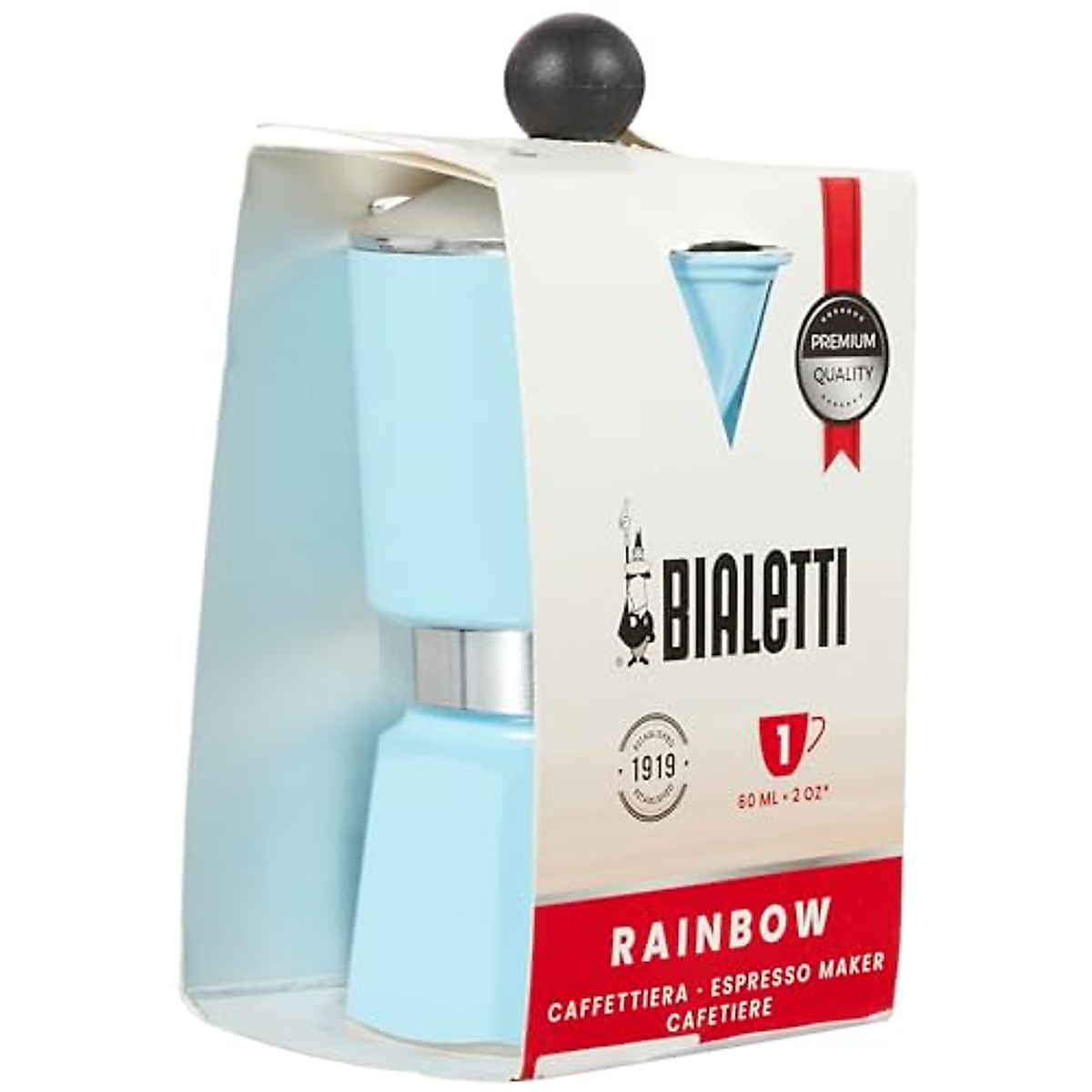 Bialetti 5041 Rainbow Espresso Maker, Light Blue