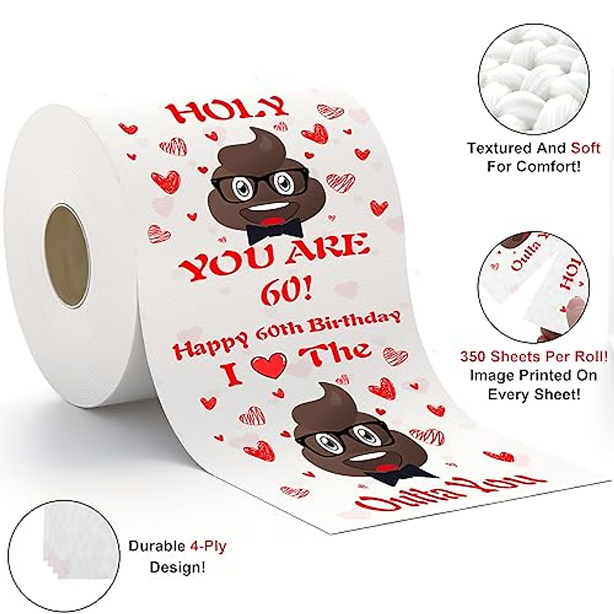 WowBefun 60th Birthday Toilet Paper, 60th Birthday Gifts for Him & Her, 60th Birthday Decorations for Her & Him, 60th Birthday Decorations or Gifts for Women & Men, 60th Birthday Party Favors
