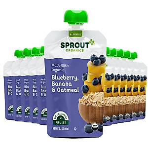 Sprout Organics Blueberry, Banana & Oatmeal Baby Food, Kosher, 3.5 Ounces (Pack Of 6)