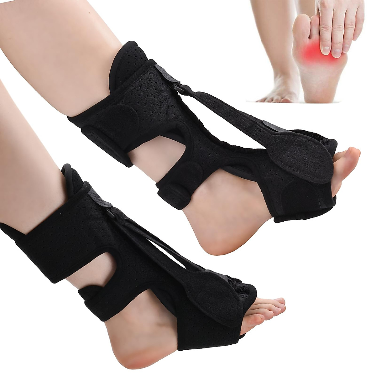LYGJMYOK 2Pack Plantar Fasciitis Night Splint,Plantar Fasciitis Relief Brace,3 Straps Adjustable Foot Relief Splint for Women&Men,Foot Drop Orthotic Brace Relief Plantar Fasciitis,Achilles Tendonitis