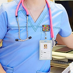 Badge Reel Retractable with Alligator Clip I Just Work Here Funny ID Clip Nurse Name Badge Holder Nurse Office Worker Teacher Students Acrylic Badge Clip