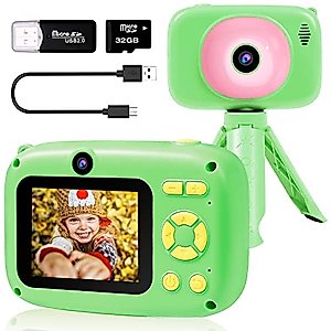seanme Kids Selfie Camera with 32GB Card, 40MP & 1080P HD Kids Digital Camera Toys for 3-8 Year olds, Birthday & Christmas Gifts for 3 4 5 6 7 8 9 10 Year Old Boys (Green)