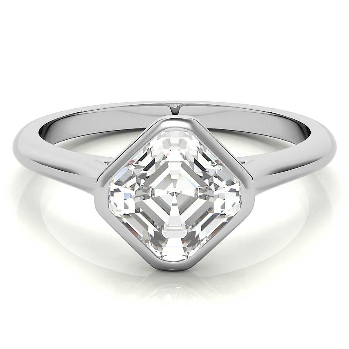 JEWELERYN 2 CT Asscher Colorless Moissanite Engagement Ring for Women/Her, Wedding Bridal Rings Set, Eternity Sterling Silver Solid Gold Diamond Solitaire Bezel Set for Her (4)